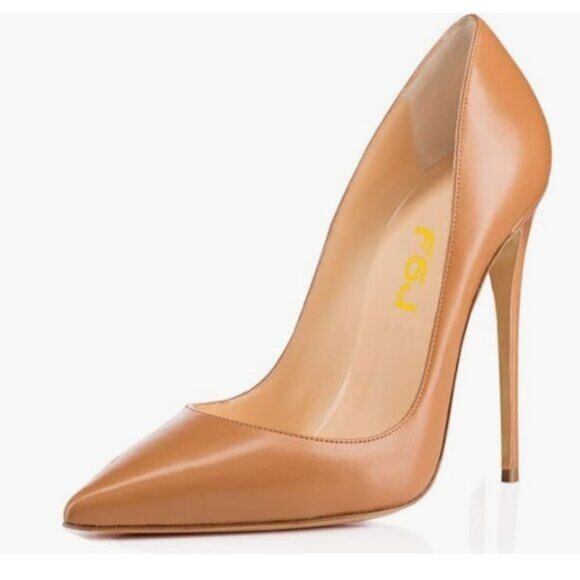 FSJ | Shoes | Fsj Tan Pointed Toe Pumps High Heel Sexy Stilettos Slip ...